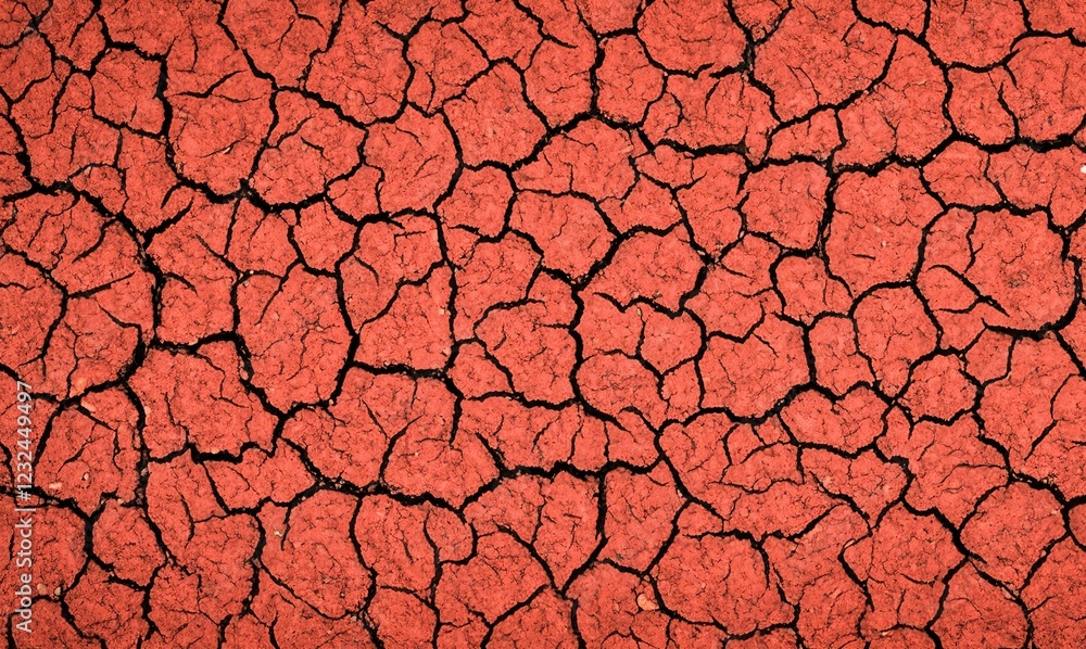 Top view cracked red soil ground. Earth for texture background, desert ...