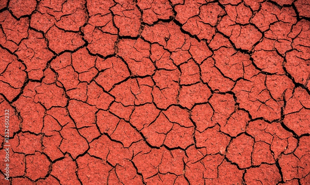 Top view cracked red soil ground. Earth for texture background, desert ...