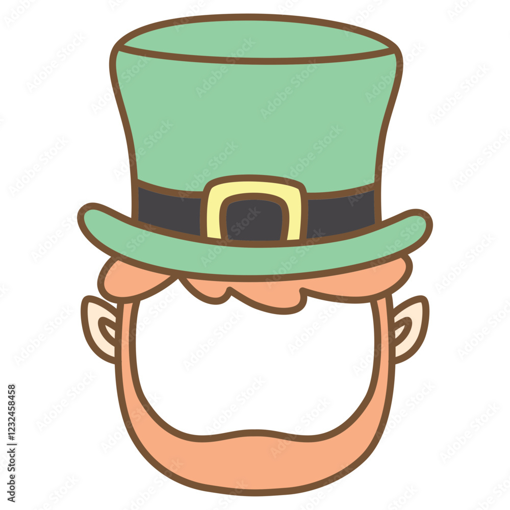 cute kawaii Groovy Retro Leprechaun Blank face outline cartoon doodle ...