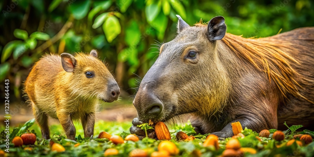 Capybara and Lowland Tapir Sharing a Meal: Close-up Urban Exploration ...