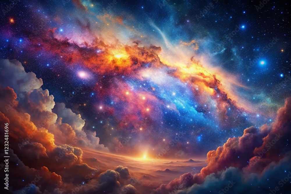 Cosmic Nebula: Starry Night Galaxy Background, Celestial Space Scene ...