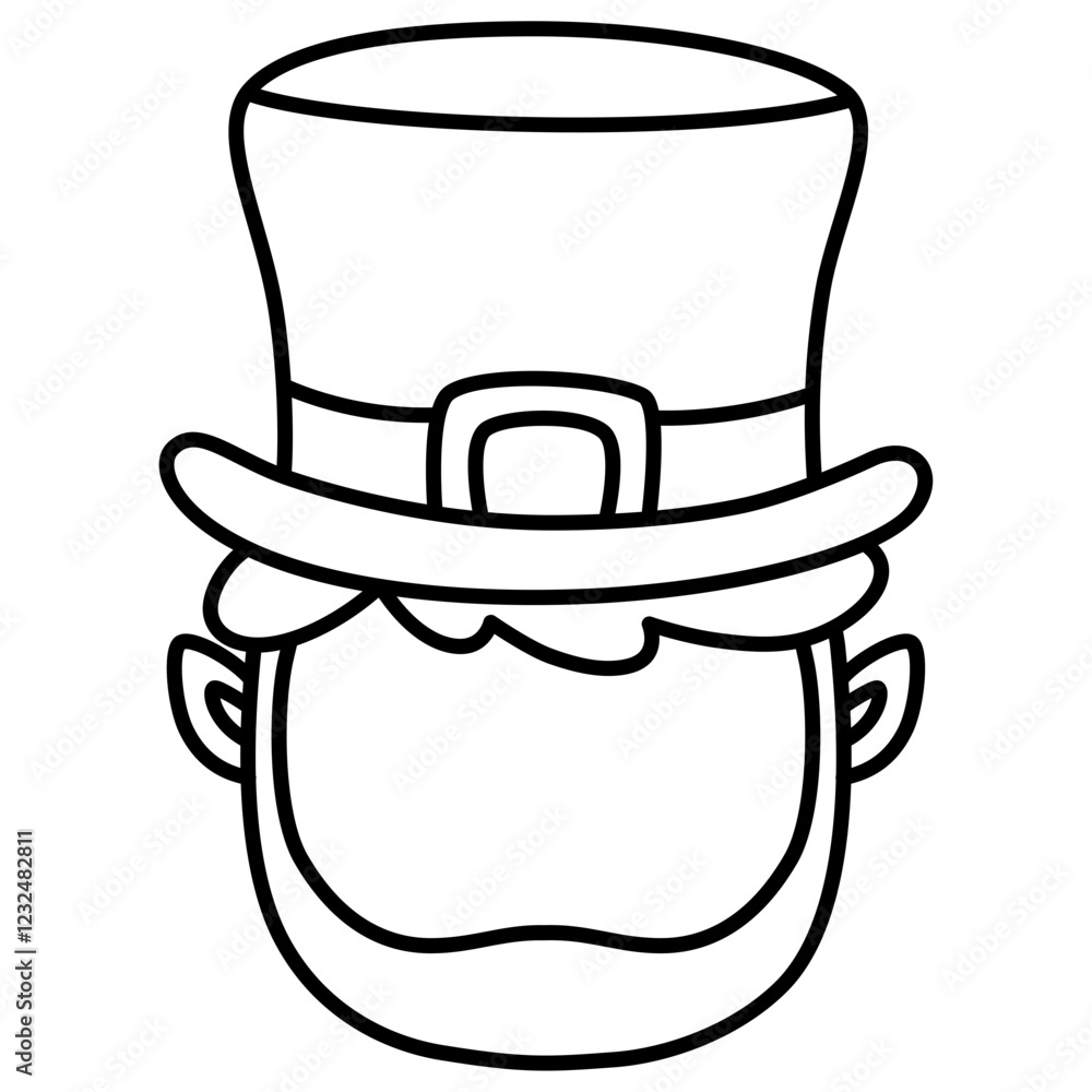 cute kawaii Groovy Retro Leprechaun Blank face outline cartoon doodle ...