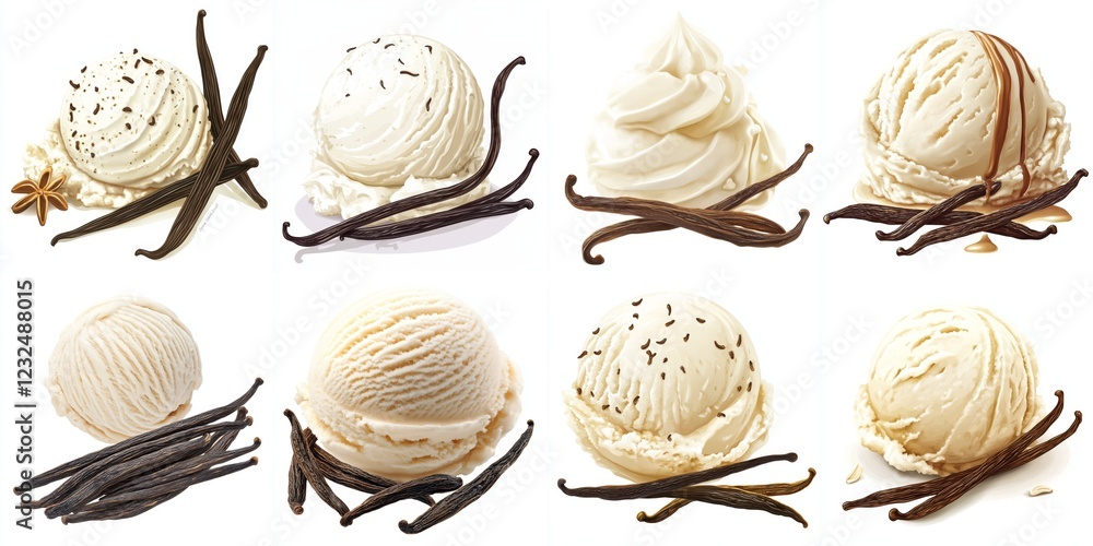 Delicious Vanilla Ice Cream Scoops with Vanilla Beans - Creamy vanilla ...