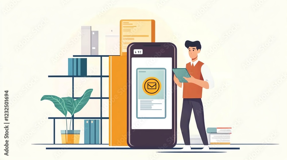 Businessman setting up an authenticator app for 2FA to access sensitive ...