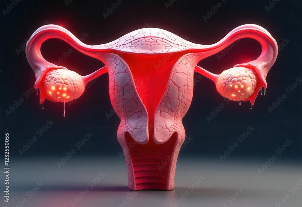 Human Female Reproductive System 3D Model with Ovarian Inflammation ...