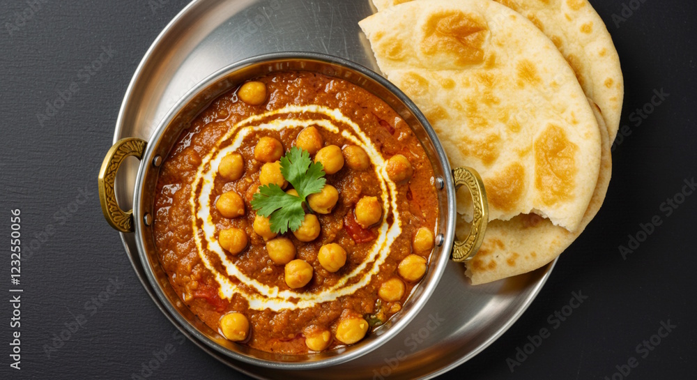 traditional indian gujarati or panjabi food dish chickpeas masala curry ...
