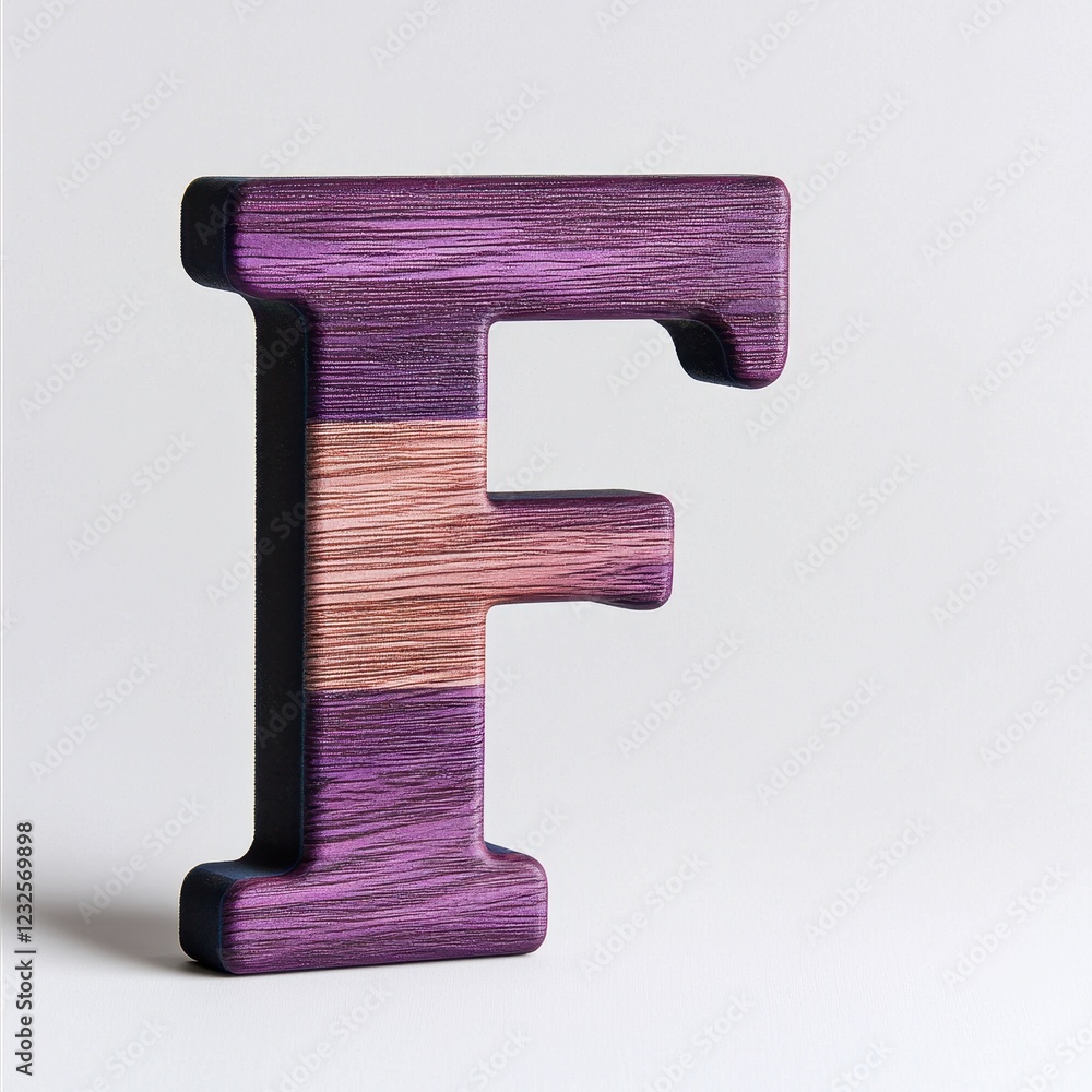 Wooden Letter F Purple and Pink Hues Studio Shot Alphabet Font ...