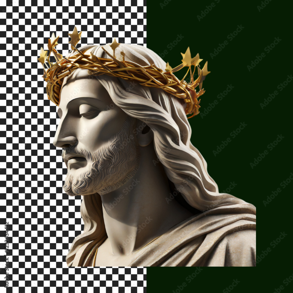 Jesus Christ Statue with Gold Crown of Thorns, Religious Jesus Statue ...