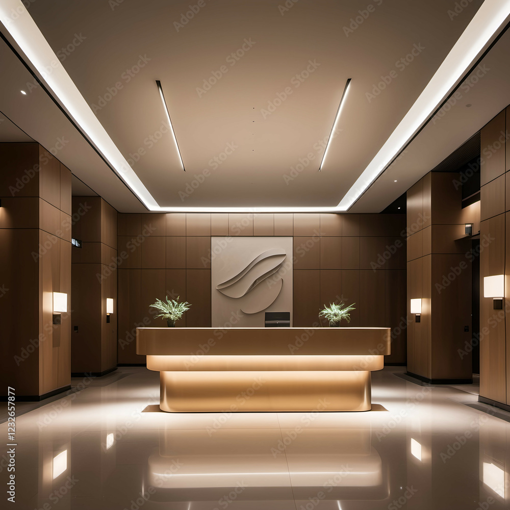 Minimalist Hotel Lobby – A grand entrance with a single sculptural ...