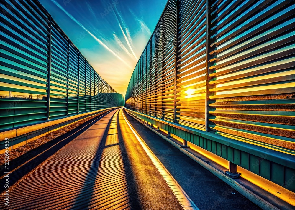 Urban landscapes. Muted echoes. Highway barriers. Abstract art. Stock ...