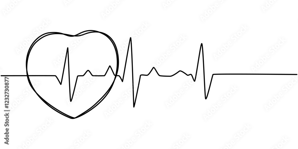 Electrocardiogram Continuous Line Editable Stroke Line, Heart Rate ...