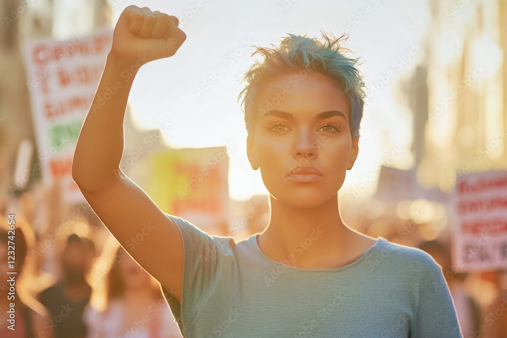 International Women's Day 2025: Accelerate Action. Young woman hand ...