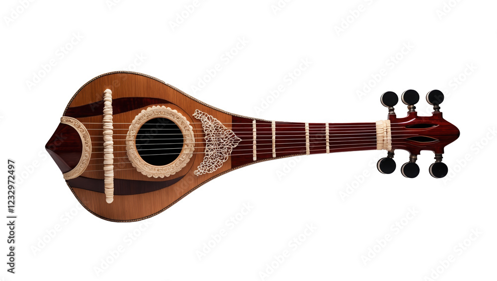 Traditional Indian Lute Instrument, Brown Wooden Tanpura isolated ...