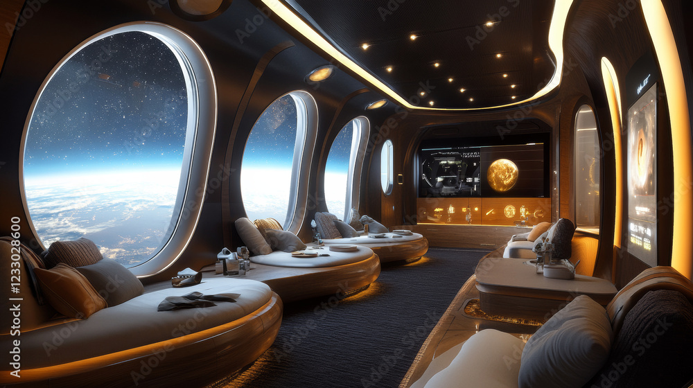 360 degree panorama of modern futuristic technology station space ship ...