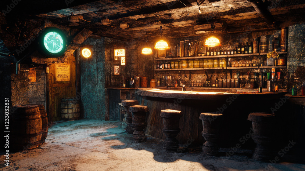 360 degree full panorama environment map of dark concrete cellar ...