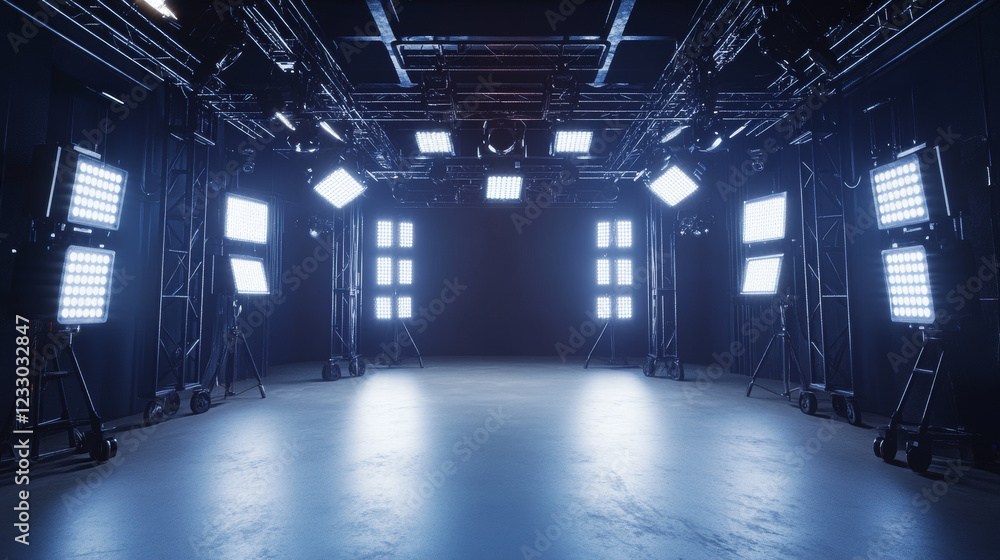 360 degree full panorama environment map of black minimalistic studio ...