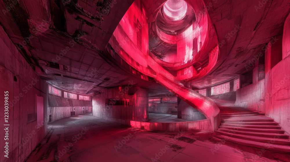 360 degree full panorama environment map of red glowing futuristic ...