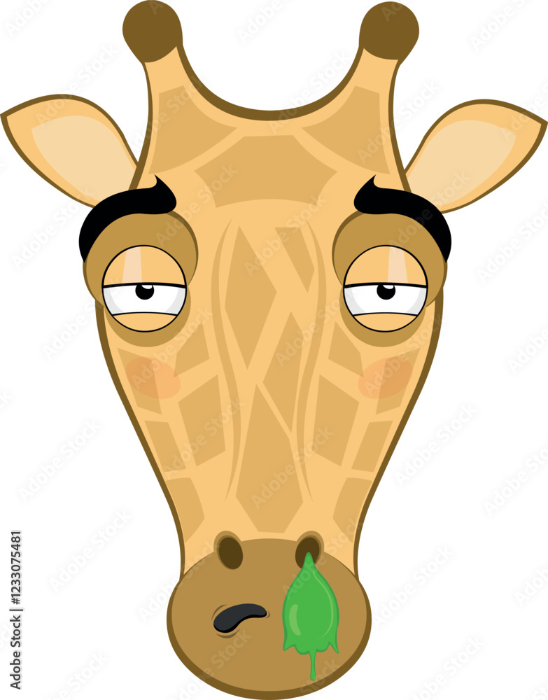 vector illustration emoji face giraffe character cartoon, pale with flu ...