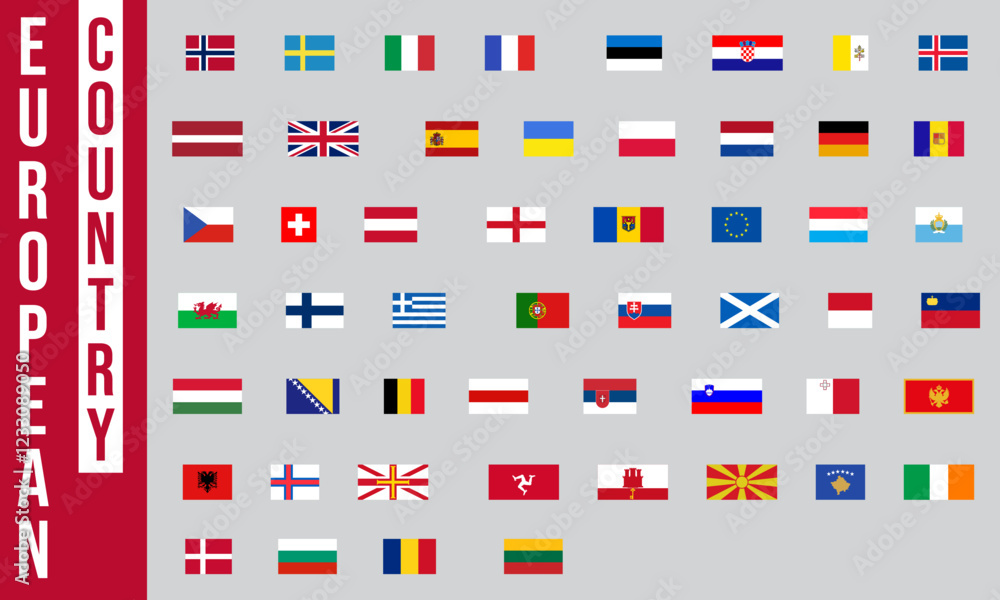 European Union flags collection. Flags Europe with names. European ...