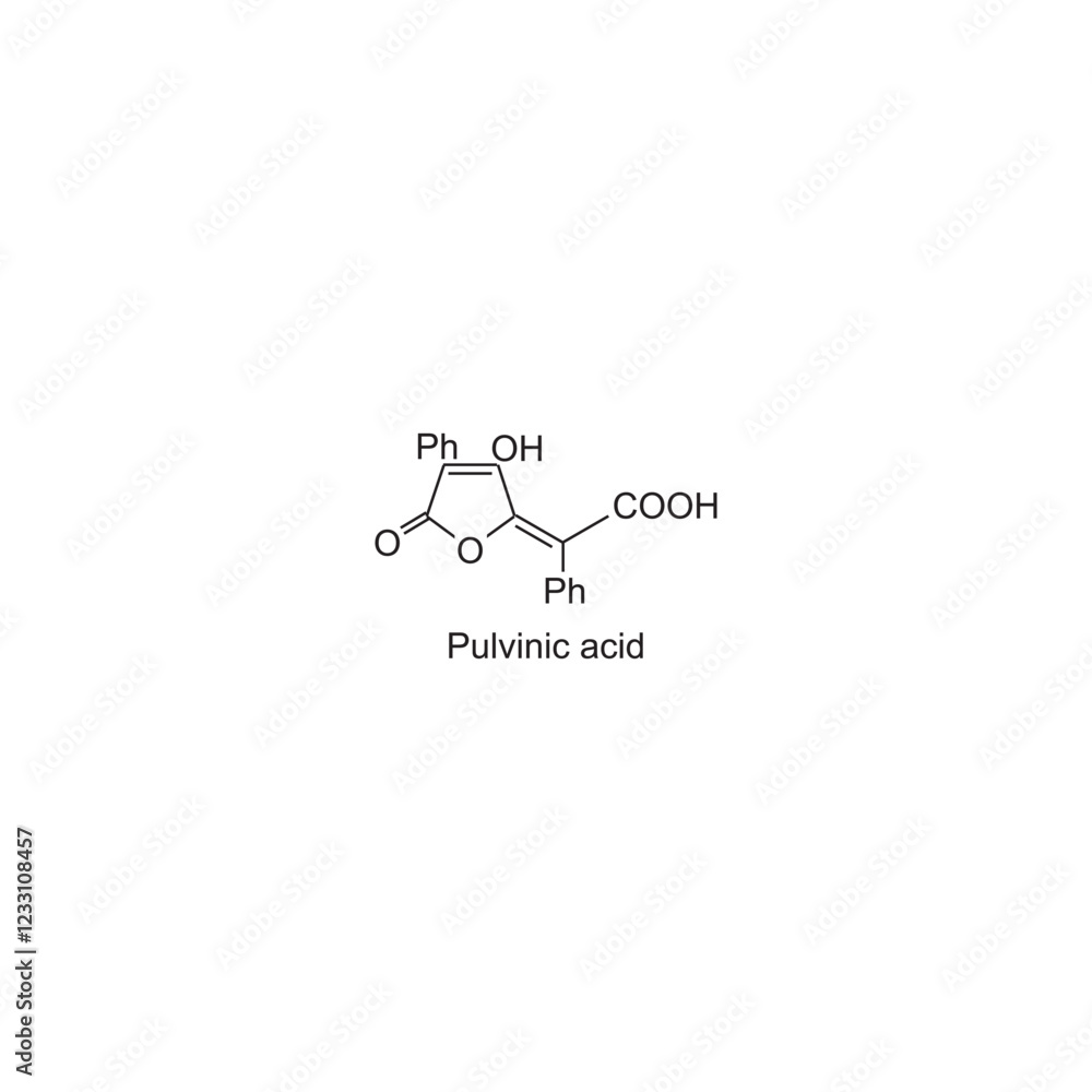 Pulvinic acid skeletal structure.Organic Acid compound schematic ...