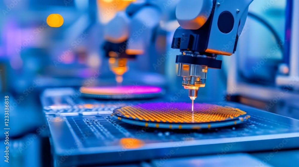 Precision Robotics in Semiconductor Manufacturing Process Close-Up ...
