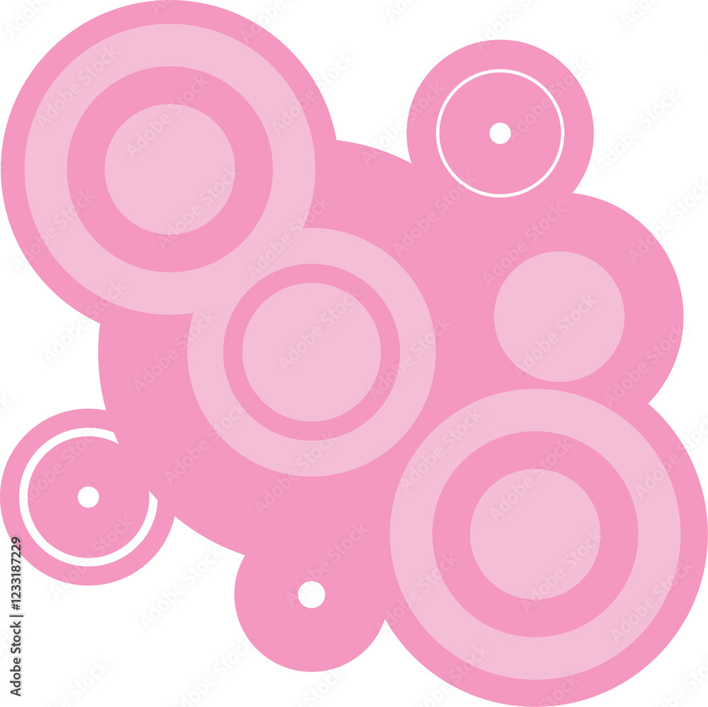 Eléments de design abstraits, cercles groovy, tons roses Frutiger Metro ...