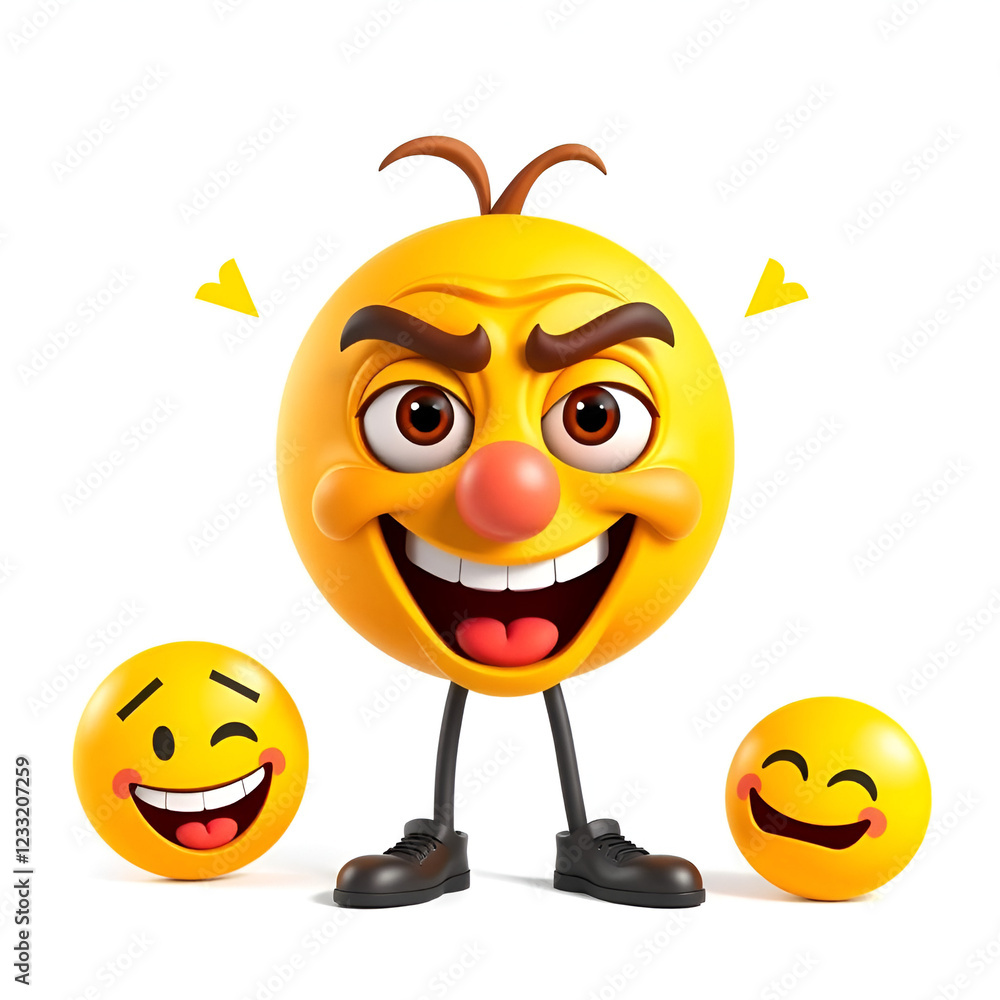 Goofy emoji clipart character. 3d clip art emoji in naughty and ridiculous facial expressions ...