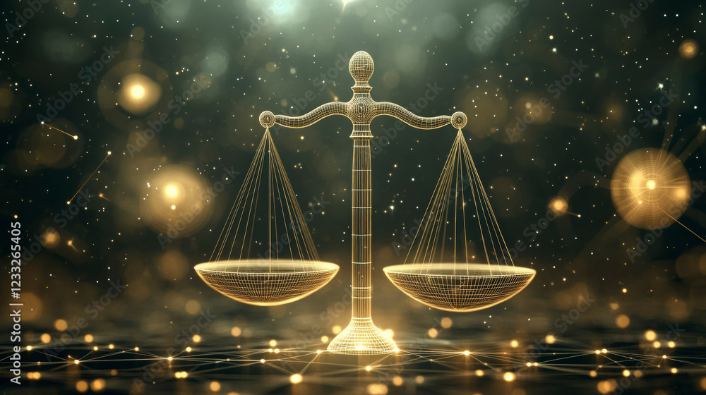 Libra:The Scales Golden scales of justice symbolize balance and ...
