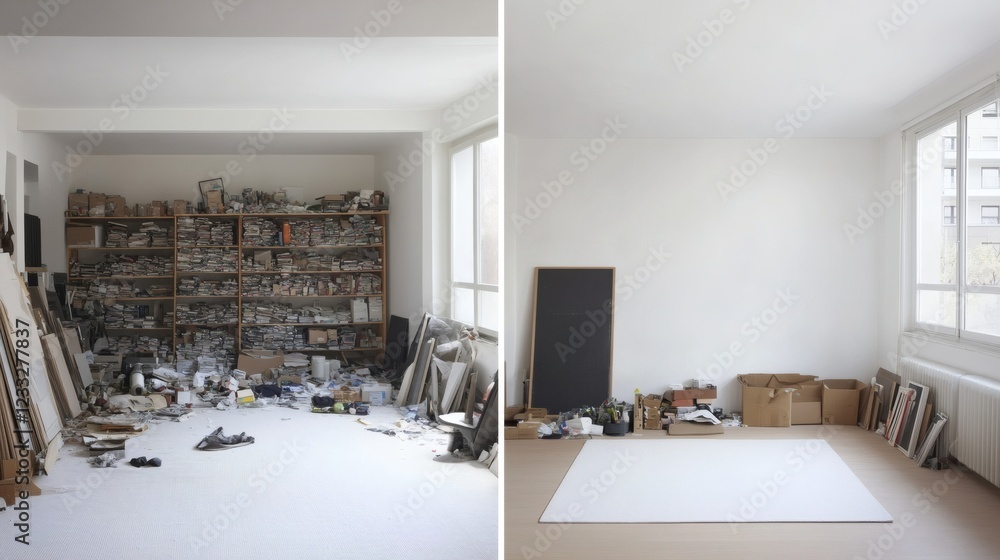 Before & After Room Organization Messy Studio vs. Clean and Minimalist ...
