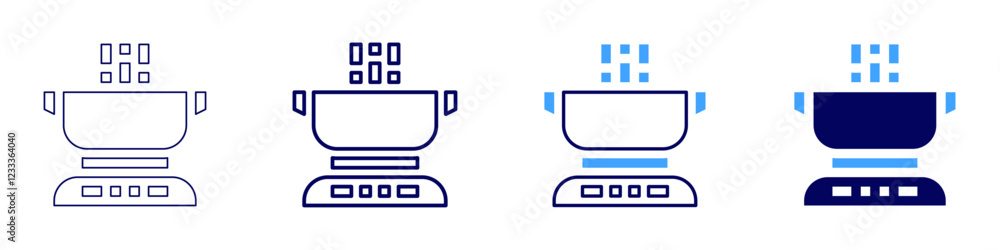 Cooking boiling icon in 4 different styles. Thin Line, Line, Bold, and ...