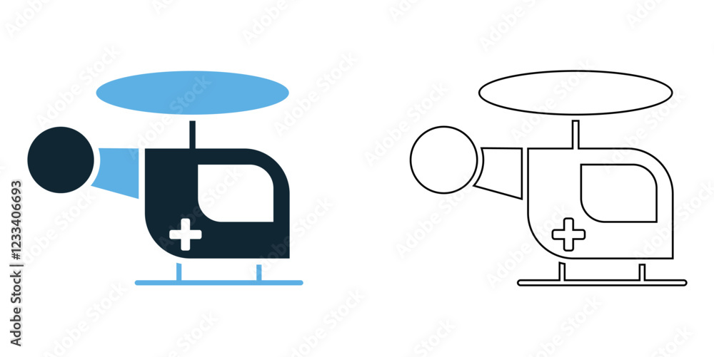emergency helicopter icon vector, air ambulance, medical rescue or ...