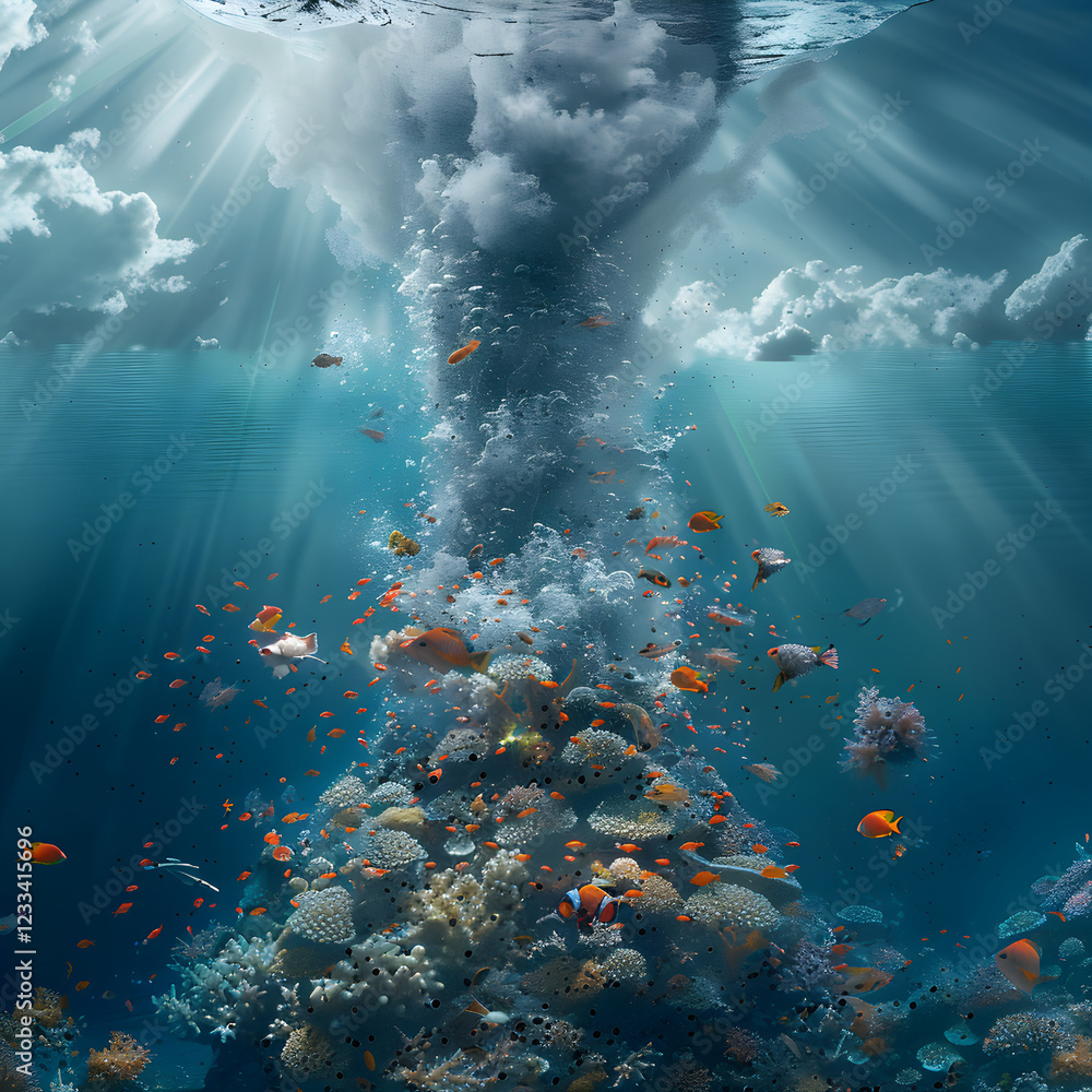 Visual Metaphor of Ocean Acidification Devastating Effects on Marine ...