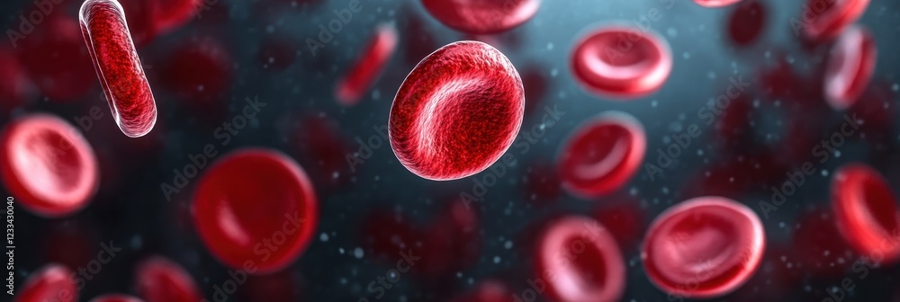 microscopic view, blood cells, red blood cells, plasma, circulatory ...