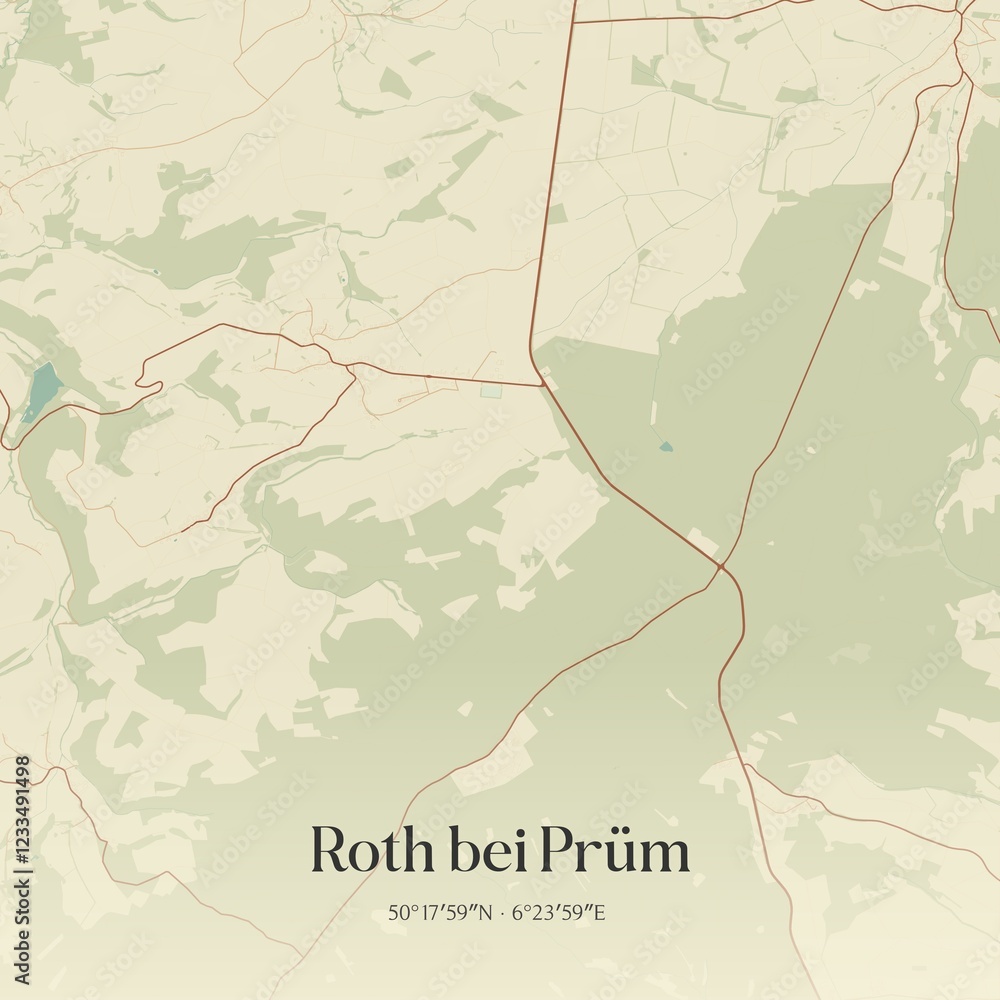 Vintage map of Roth bei Prum, Germany. Stock Photo | Adobe Stock