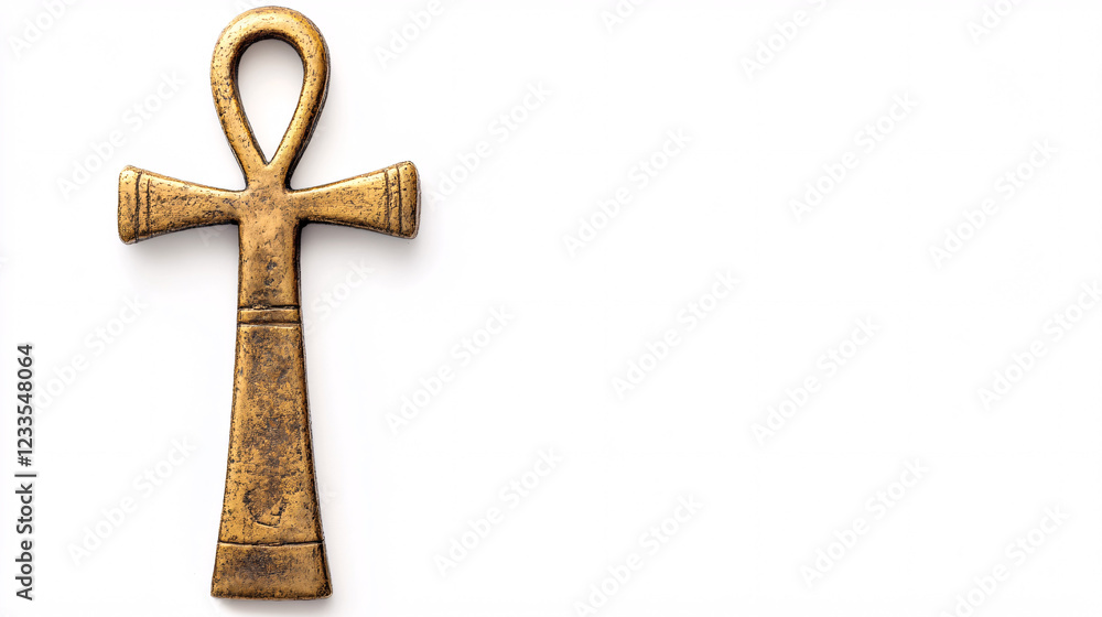 golden ankh symbol on white background egyptian hieroglyphics antique ...