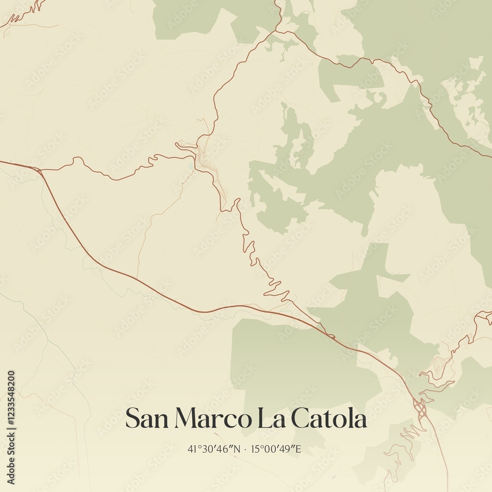 Vintage map of San Marco La Catola, Italy. Stock Photo | Adobe Stock
