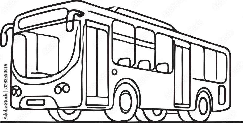 Minimalist Line Drawing of Bus Design Stock Vector | Adobe Stock