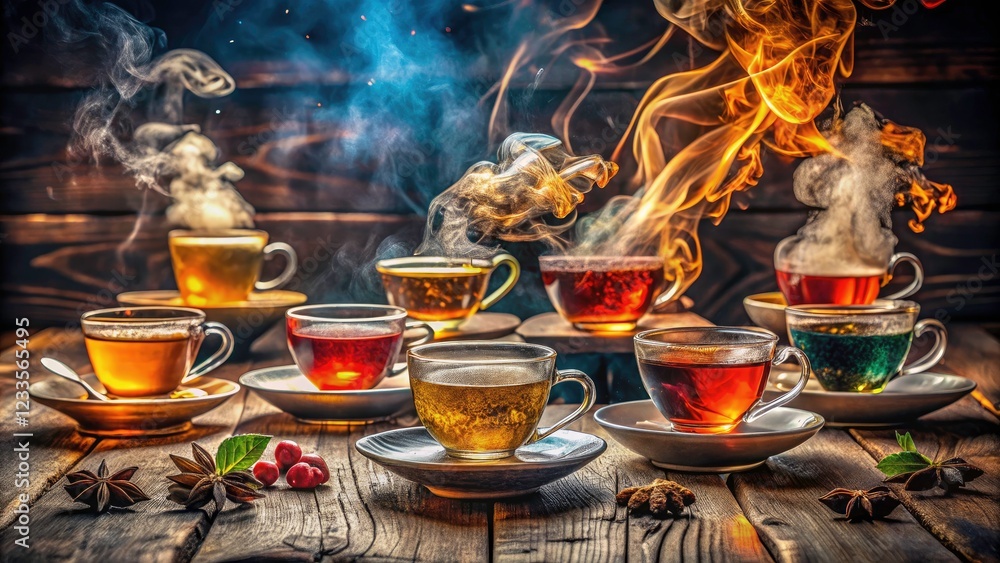 Beautiful teacups overflow with tea in breathtaking high-resolution ...