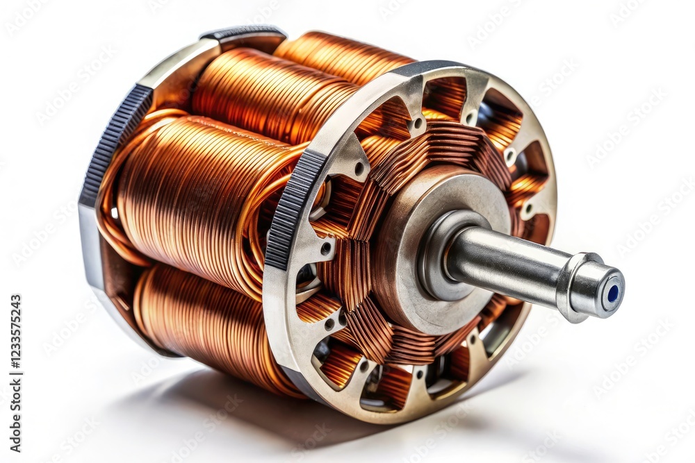 Detailed white background image showcases the copper windings within a ...