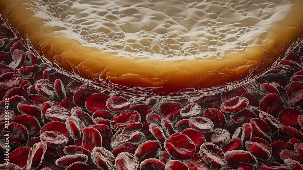 Blood Clot Formation: Microscopic view of a blood clot forming amongst ...