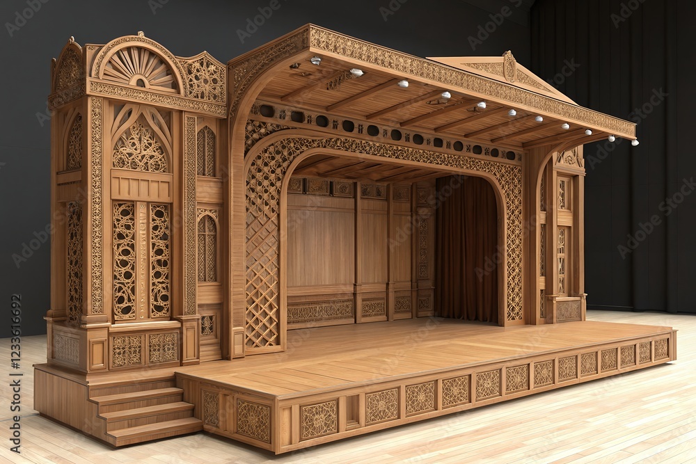 entrance to the taj mahal Stage wood, Podium elegant 3D contemporary ...