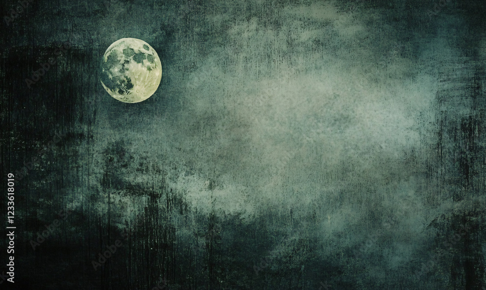 Vintage grunge background with bright crescent moon. Great for ...