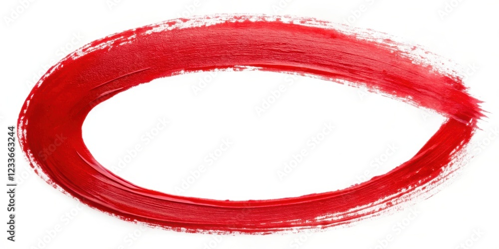 Detailed red circle brush stroke marker highlighter on a white ...