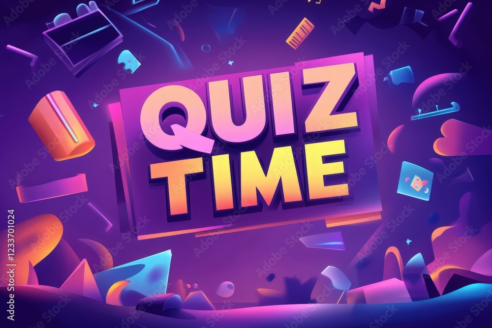 A minimalistic design featuring the text QUIZ TIME in large, sleek ...
