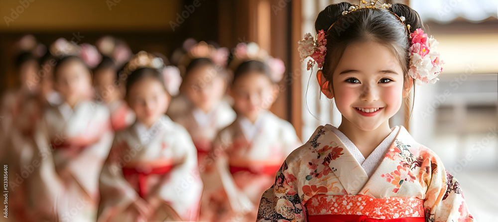 A Japanese Shichi-Go-San where the children's kimonos are made of ...
