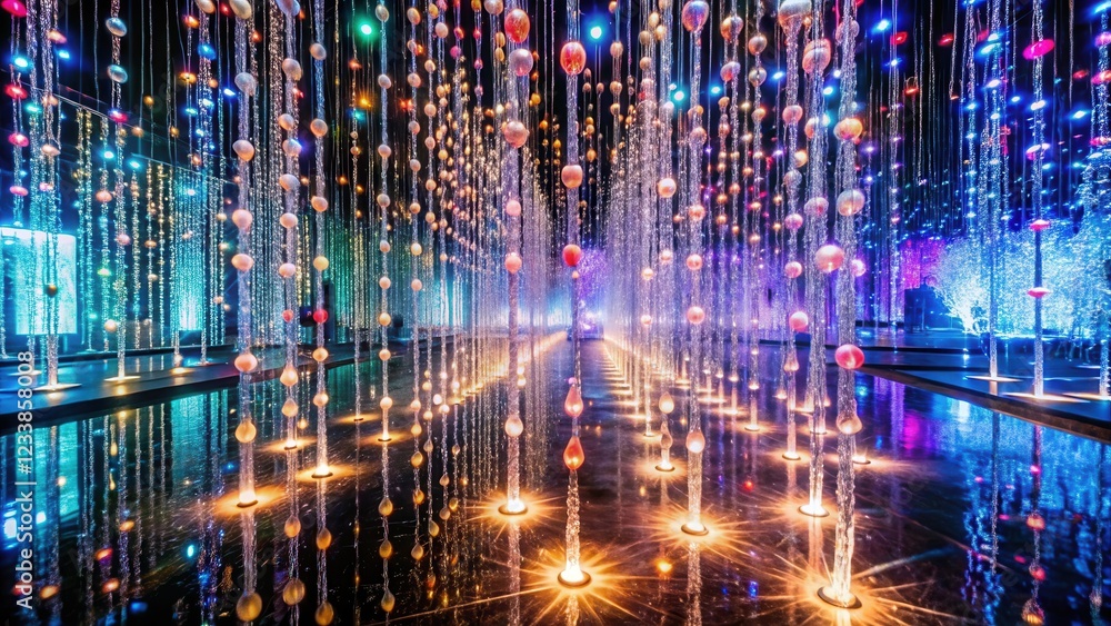 Immersive art installation with twinkling lights and reflections in ...