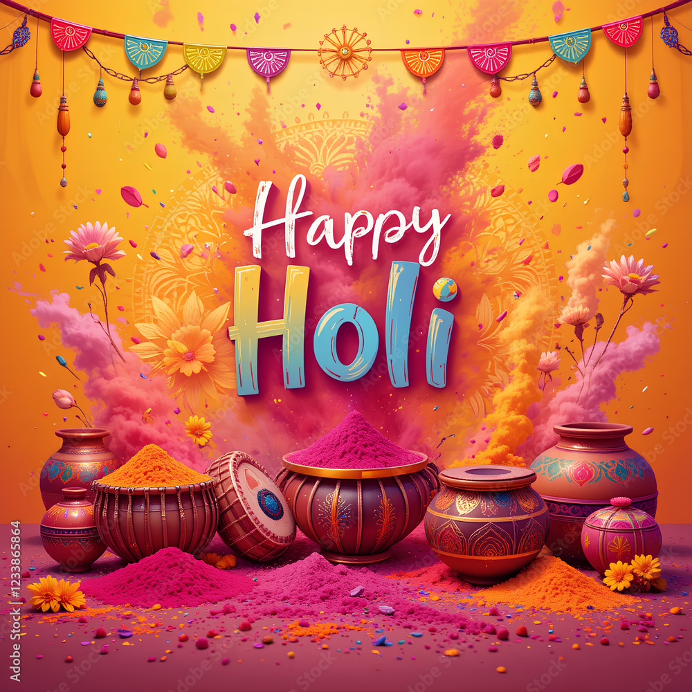 Festive Holi Decorations Stock Photo | Adobe Stock