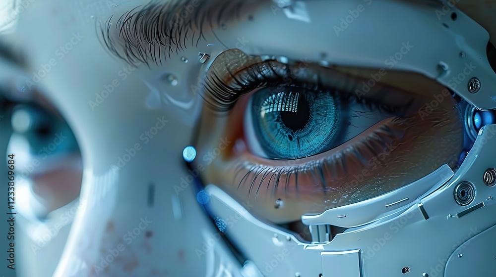 A robot AI with a camera for eyes, capturing images in extreme ...