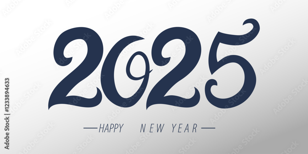 2025 handwritten text. Typography vector design for Happy New Year ...