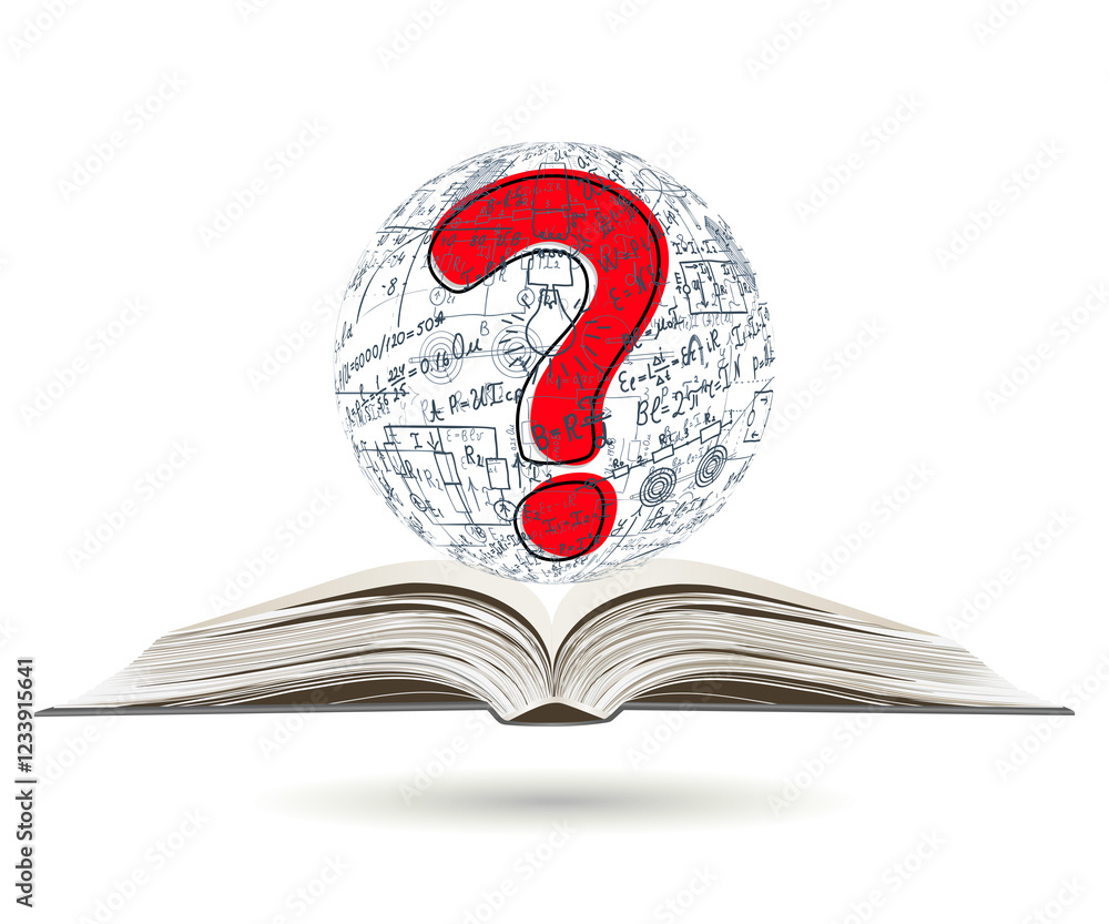 Physics. Mathematical equations and formulas in the form of a ball on a ...